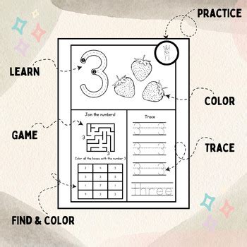 Numbers Trace Color And Game Worksheets By Nuknik Panadda