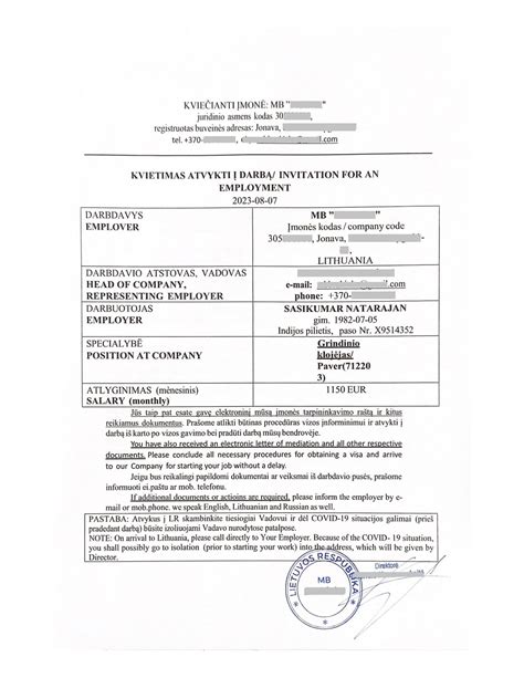 Work Permit For Lithuania From Building Company