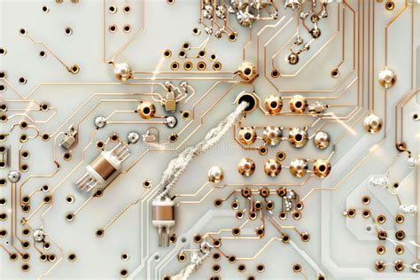 Closeup View Of Computer Processor Chip With Detailed Gold Pins And