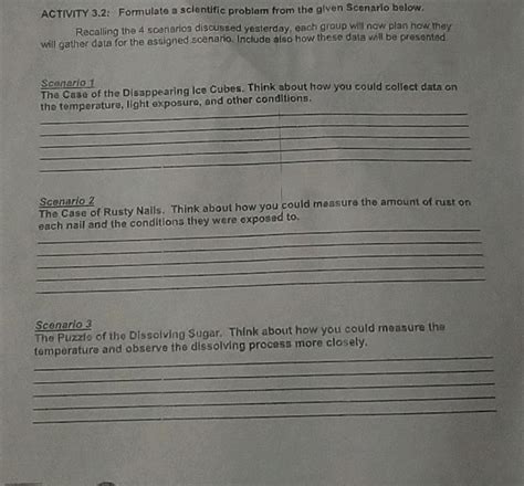 ACTIVITY 32 Formulate A Scientific Problem StudyX