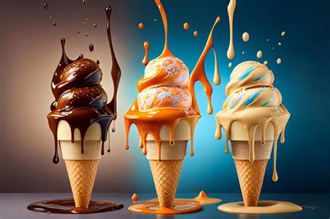 Premium Ai Image Set Of Tasty Ice Creams Sweet Summer Delicacy