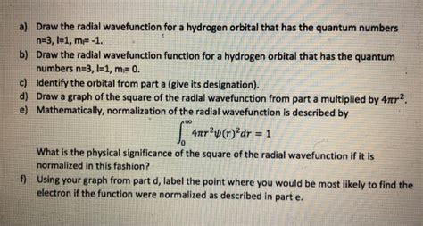 Solved A Draw The Radial Wavefunction For A Hydrogen Chegg