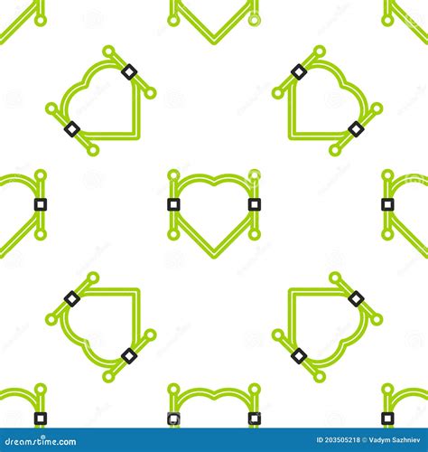 Line Heart With Bezier Curve Icon Isolated Seamless Pattern On White