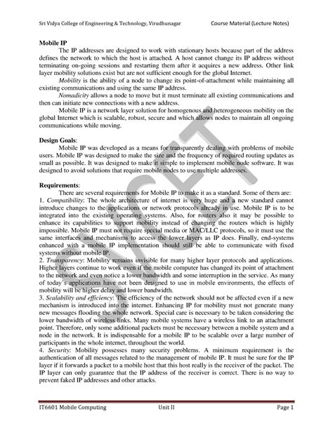 U2 Mobile Computing CS8601 Edit Mobile IP The IP Addresses Are Designed To Work With Studocu