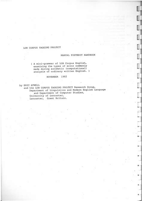 Pdf Lob Corpus Tagging Project Post Edit Handbook