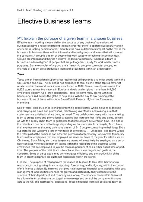 Unit 9 Assignment 2 Btec Business Coursework Effective Business