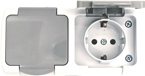 Розетка двойная Erste electric Outdoor IP 54 с заземлением и крышкой ...