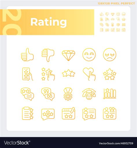 Rating Pixel Perfect Gradient Linear Icons Set Vector Image