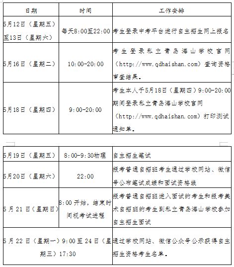 私立青岛海山学校2023年自主招生实施方案青报教育在线