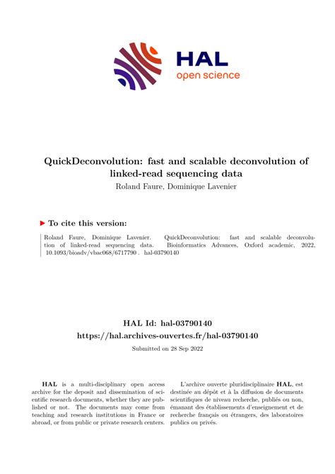 Pdf Quickdeconvolution Fast And Scalable Deconvolution Of Linked Read Sequencing Data
