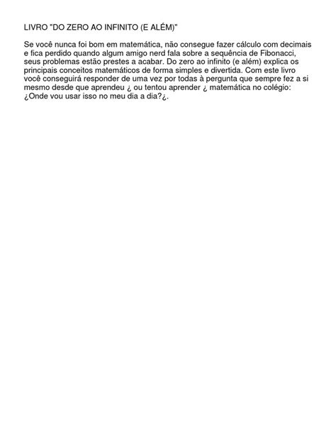Livro Do Zero Ao Infinito E Além Pdf