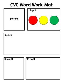 CVC Words Word Work Mat Activities SOR By Olivia Ginder TPT