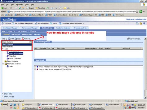 how to add new universe in set analysis performance management