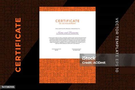 졸업 또는 과정 완료를위한 트렌디 한 비즈니스 디플로마 모형 현대적인 최소한의 기하학적 패턴을 가진 감사의 수직 어두운 템플릿 벡터 배경 Eps 10 감사장에 대한 스톡