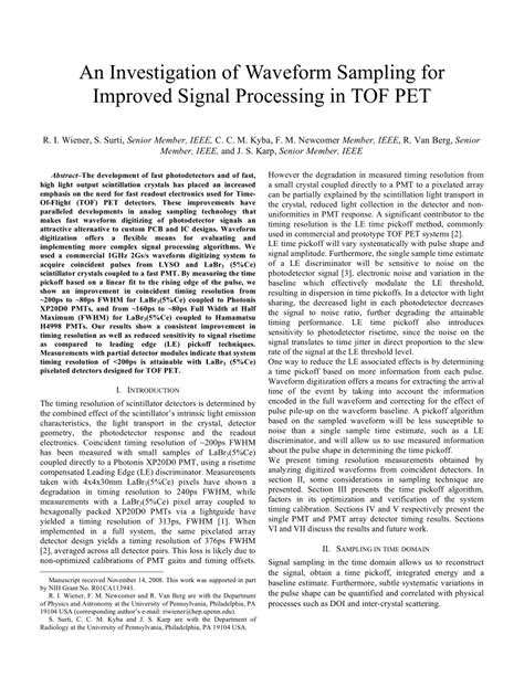 Pdf An Investigation Of Waveform Sampling For Improved Signal