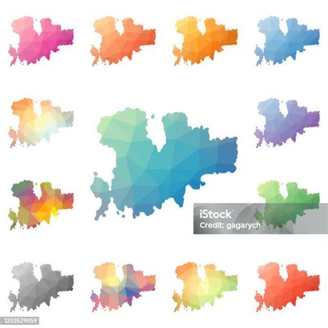 미코노스 기하학적 다각형 모자이크 스타일의 섬지도 컬렉션입니다 개체 그룹에 대한 스톡 벡터 아트 및 기타 이미지 개체 그룹 관광객 국가 지리적 지역 Istock