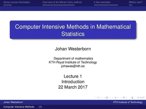 Pdf Computer Intensive Methods In Mathematical Statisticssequential Monte Carlo Methods In