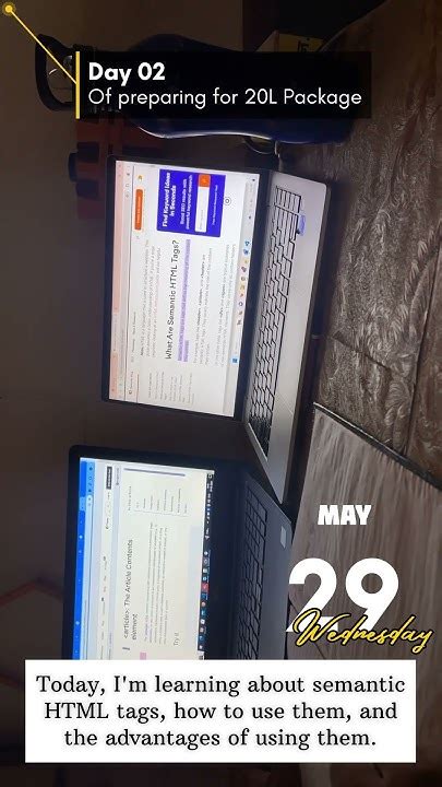 Day 02 Of Preparing For 20l Package Semantichtml Html5 Frontenddevelopment Coding Htmltags