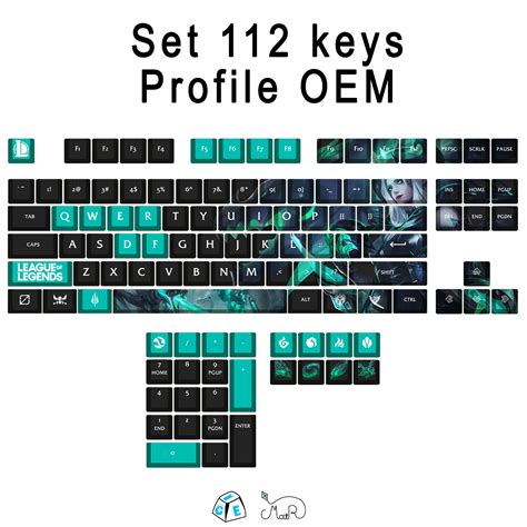 Shyvana The Half Dragon Lol Series Keycap Set 112 Keys Pbt Etsy
