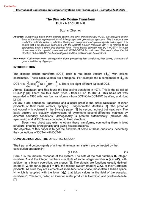 The Discrete Cosine Transform Dct 4 And Dct 8 Ecet