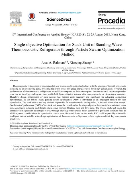 Pdf Single Objective Optimization For Stack Unit Of Standing Wave