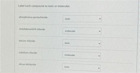 Solved Label Each Compound As Ionic Or Molecular Chegg