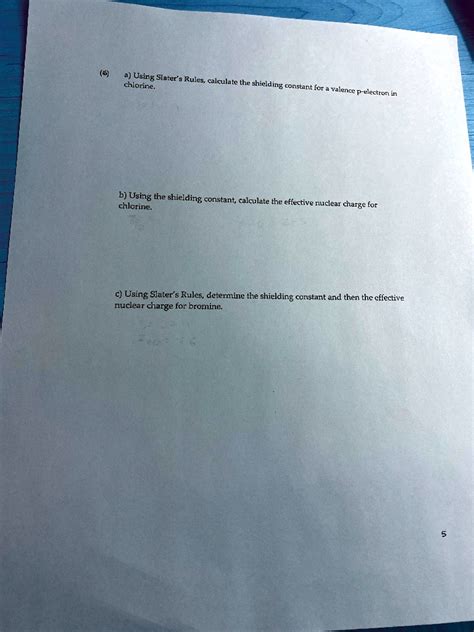 Solved Using Slaters Rules Calculate The Shielding Constant For