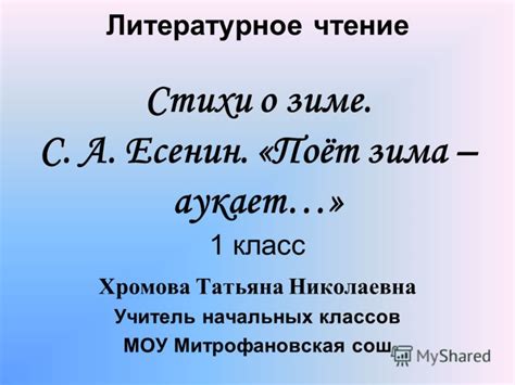 Презентация на тему Литературное чтение Стихи о зиме С А Есенин