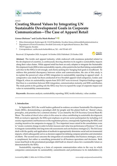 Creating Shared Values By Integrating Un Sustainable Development Goals