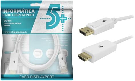 5 Cabo Displayport Displayport 1 2 Branco 2M Trava