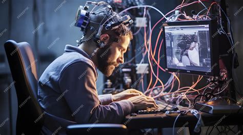 Premium Ai Image A Researcher Using A Brain Computer Interface For