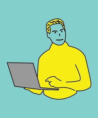 Man With Computer Vector Art Icons And Graphics For Free Download