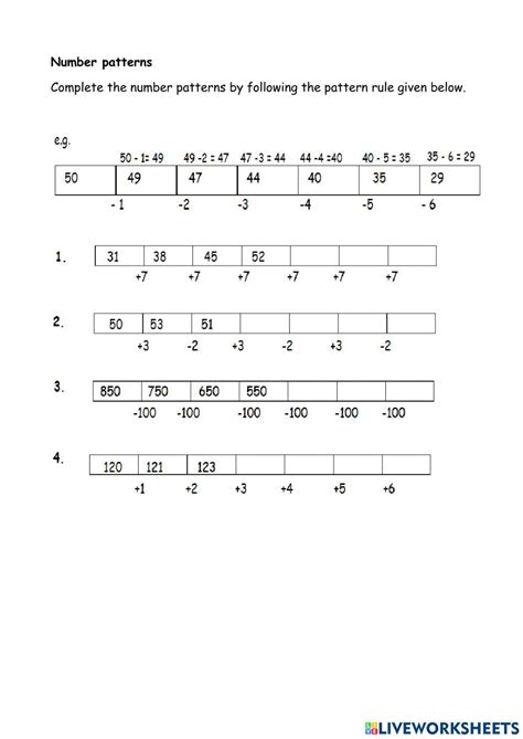 Number Patterns Interactive Worksheet For Grade 2 And 3 Artofit