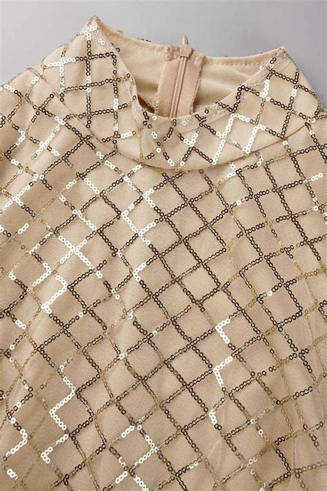 Wholesale Gold Elegant Solid Sequins Patchwork O Neck Evening Dress
