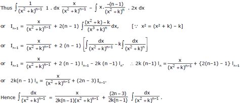 Integration By Reduction Formulae Indefinite Integration Class 12