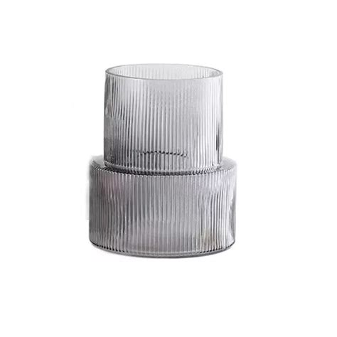 Clear Fluted Flower Vase Wide Mouth Ribbed Vase Living Room Dining