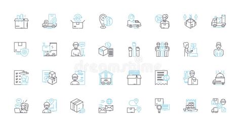 Transport Agency Linear Icons Set Fleet Logistics Delivery Shipment Transport Dispatch