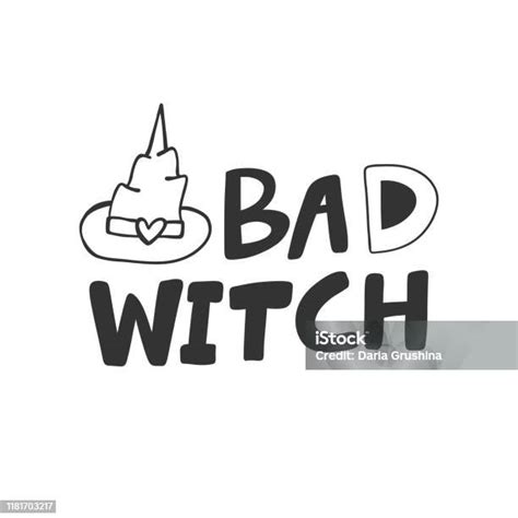 나쁜 마녀 소셜 미디어 콘텐츠에 대 한 할로윈 스티커입니다 벡터 손으로 그린 일러스트 디자인입니다 10월에 대한 스톡 벡터 아트 및 기타 이미지 Istock