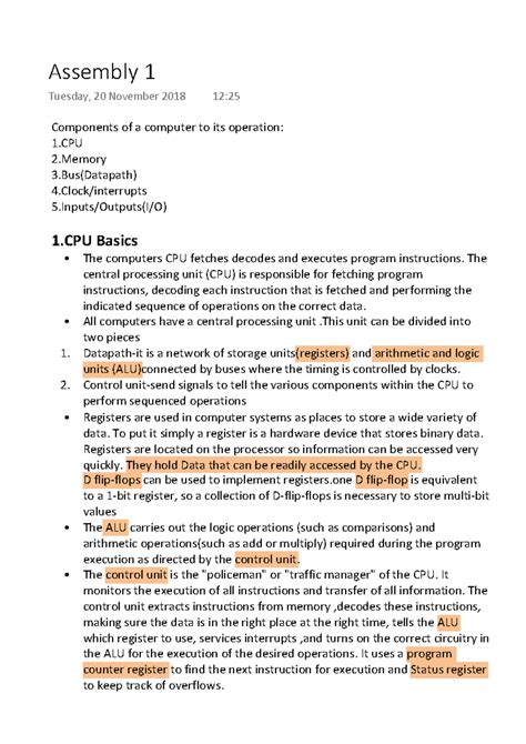 Assembly 1 Lecture Notes 3 Assembly 1 Tuesday 20 November 2018 12
