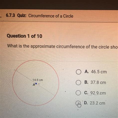 What Is The Approximate Circumference Of The Circle S Vrogue Co