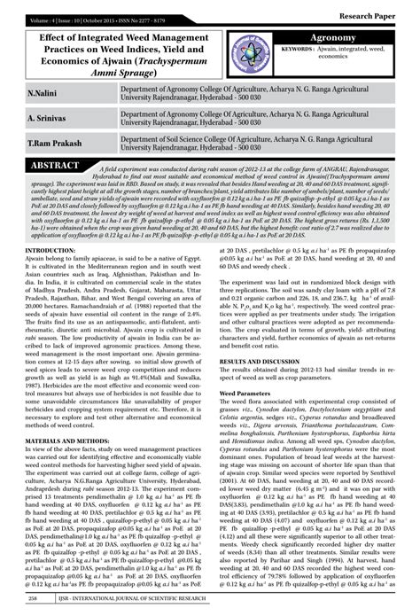 PDF Effect Of Integrated Weed Management Practices On Weed Indices
