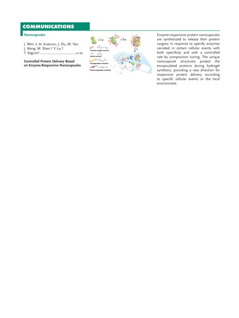Pdf Controlled Protein Delivery Based On Enzyme Responsive Nanocapsules