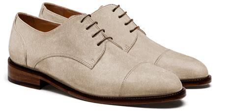 Chaussures Derby à Bout Droit En Daim Beige