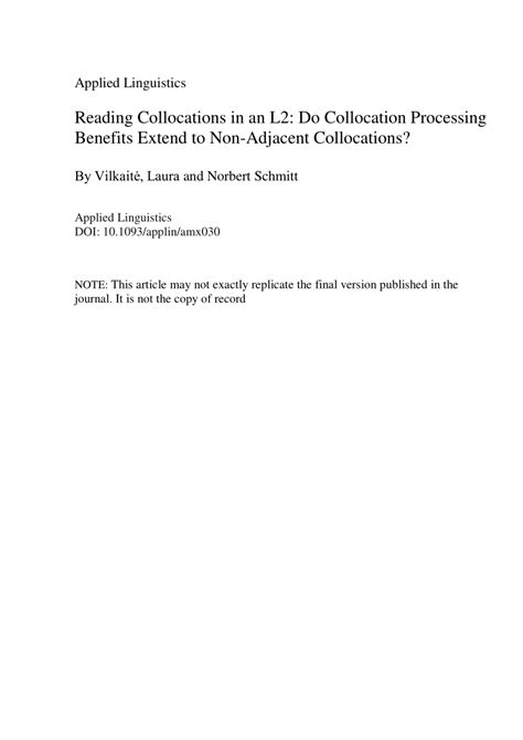 pdf reading collocations in an l2 do collocation processing benefits