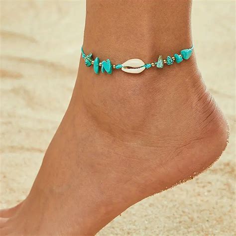 Vintage Style Natural Chip Stone Beaded Anklet Boho Style Temu Norway