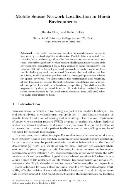 pdf mobile sensor network localization in harsh environments radu