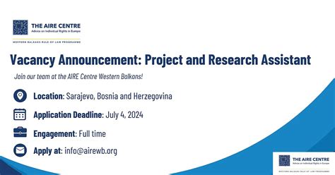 Project And Research Assistant M F Aire Centre Western Balkans Klix Posao