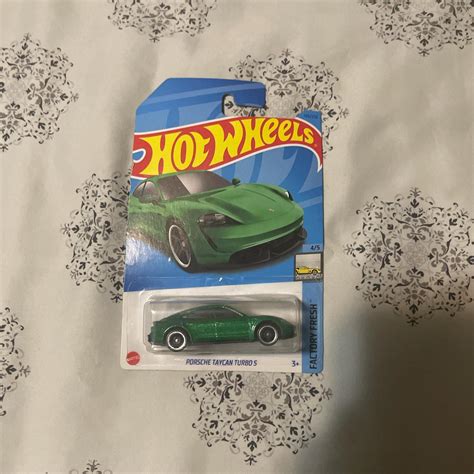 Green Porsche Taycan Turbo Hot Wheels Diecast Car Depop