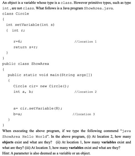 Solved An Object Is A Variable Whose Type Is A Class Chegg