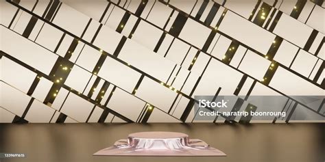 반짝이는 새틴은 3d 렌더링 제품을 위한 연단 또는 빈 연단 선반 럭셔리 컨셉 갤러리 배경에 우아하게 배치 0명에 대한 스톡 사진 및 기타 이미지 Istock